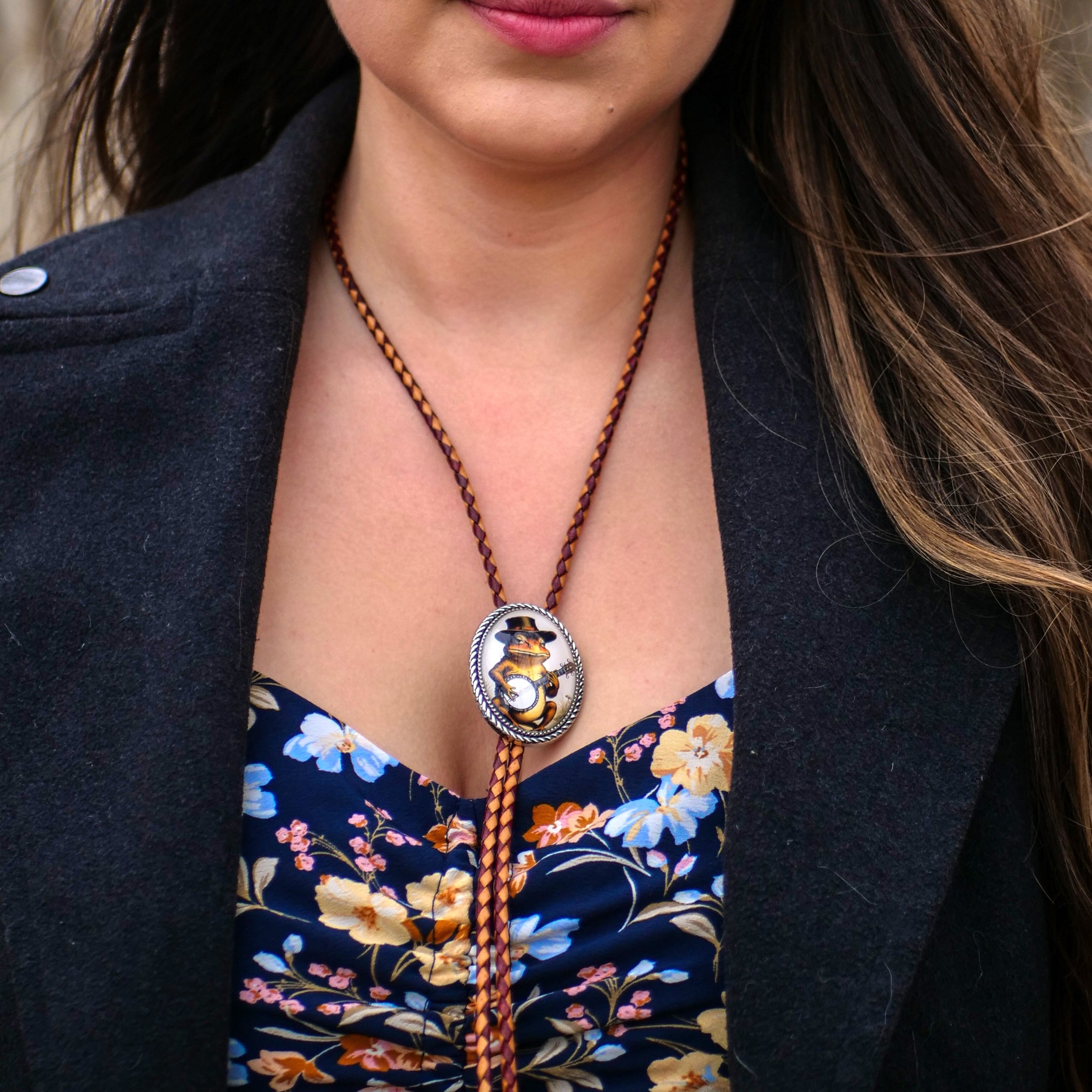 Country Toad Bolo Tie | Folk Art Bluegrass Western Bola Necktie for Me ...